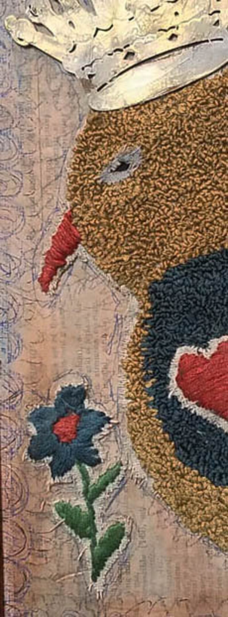 Primitive Punch Needle Bird Embroidery Flowers Stitchery - Etsy