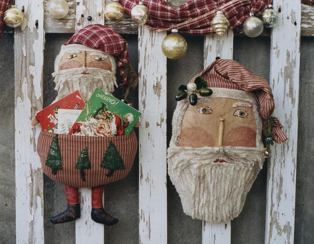 Santa Claus Doll Primitive Pattern Epattern PDF Christmas Card Holder ...