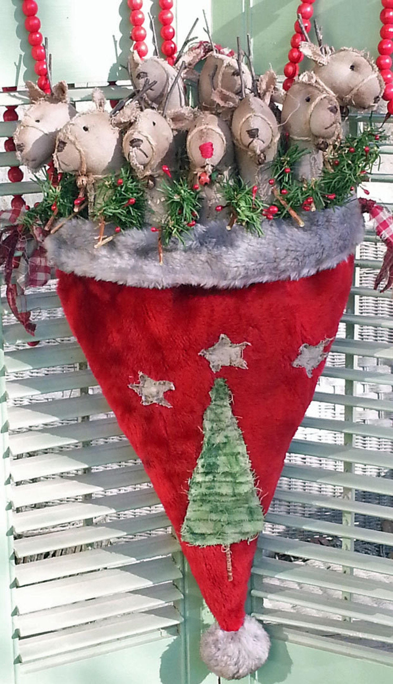 Primitive Christmas Pattern Epattern PDF Tutorial Video Reindeer Santa ...