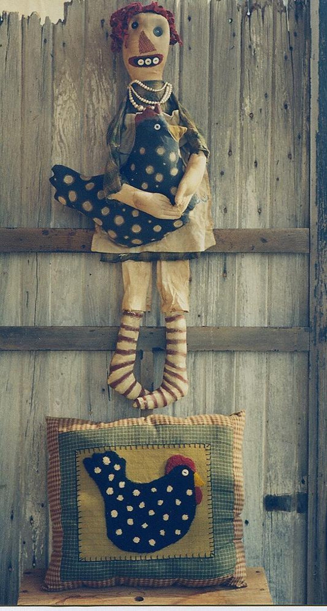 Primitive Cloth Doll Pattern Raggedy Ann Epattern Needle Punch Chicken ...
