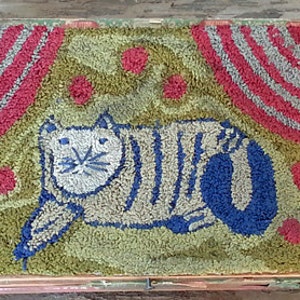 Primitive Punch Needle Cat Pattern Pdf Epattern Rug Hooking Mat Picture ...