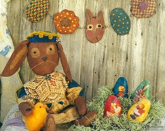 Primitive Rabbit Bunny Pattern Easter Egg Spring Epattern | Etsy