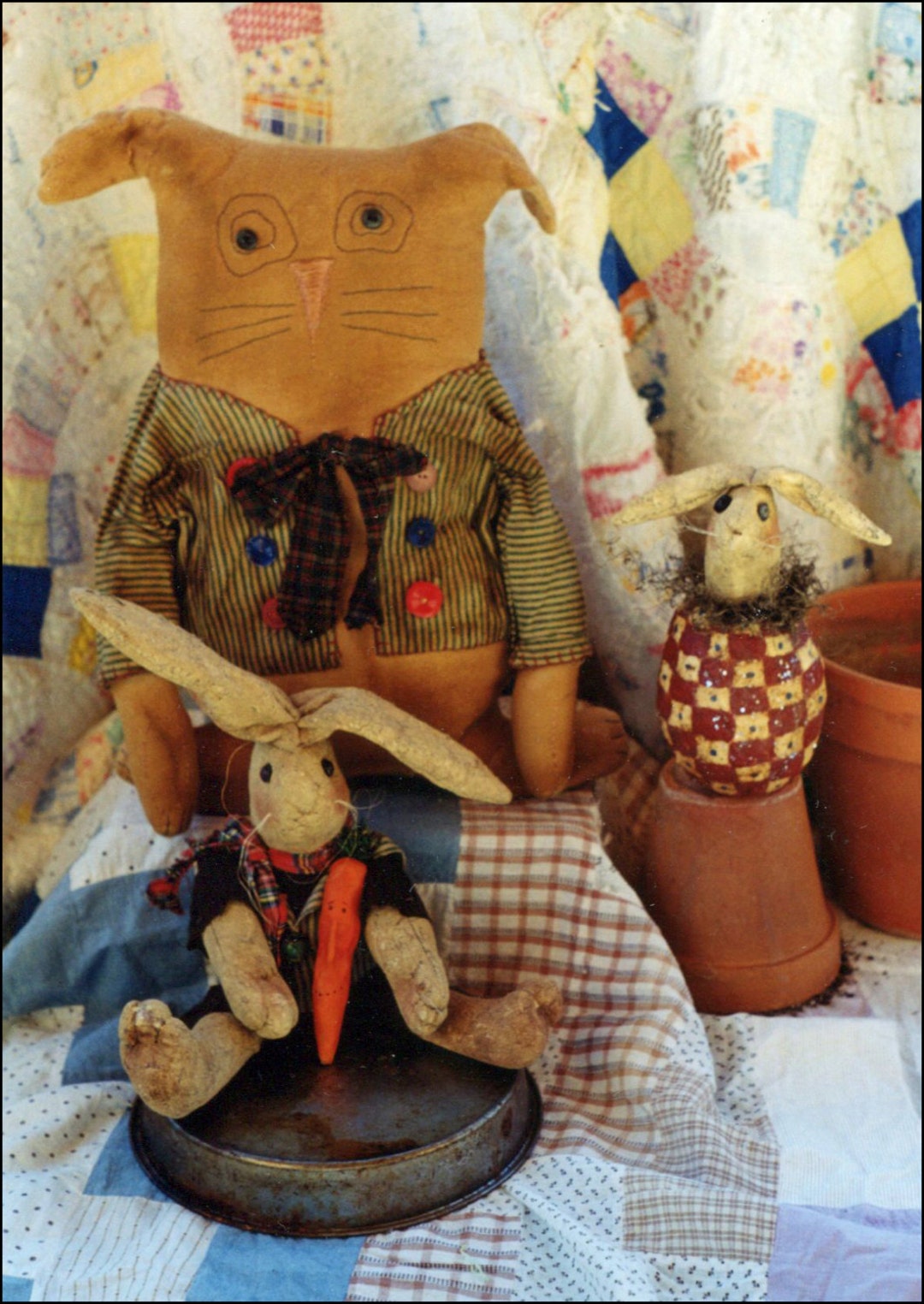 Primitive Rabbit Bunny Pattern Easter Egg Spring Epattern Paper Mache ...