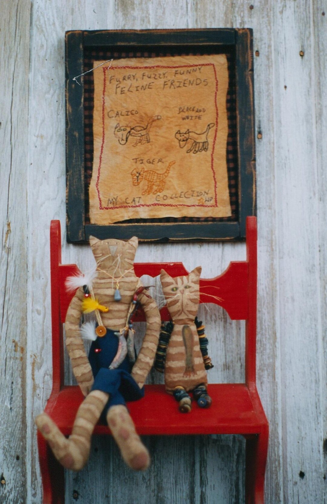 Primitive Cat Doll Stitchery Sampler Pattern Epattern PDF Fish Folkart ...