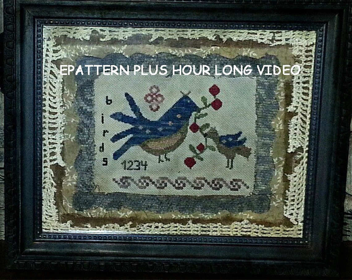 Primitive Cross Stitch Chart Pattern Epattern Online Video - Etsy