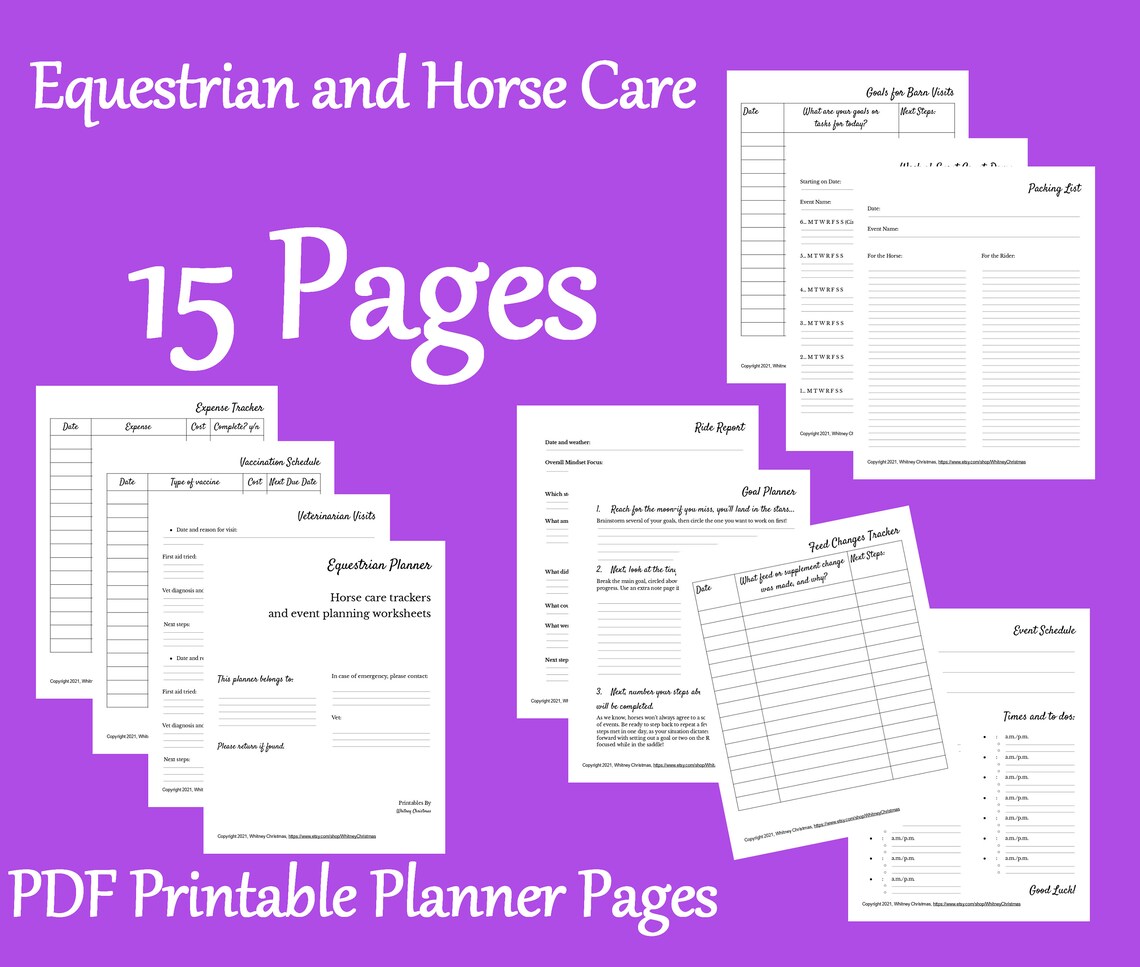 Horse Record Binder, Equine Health Record Journal, Horse Care Package ...