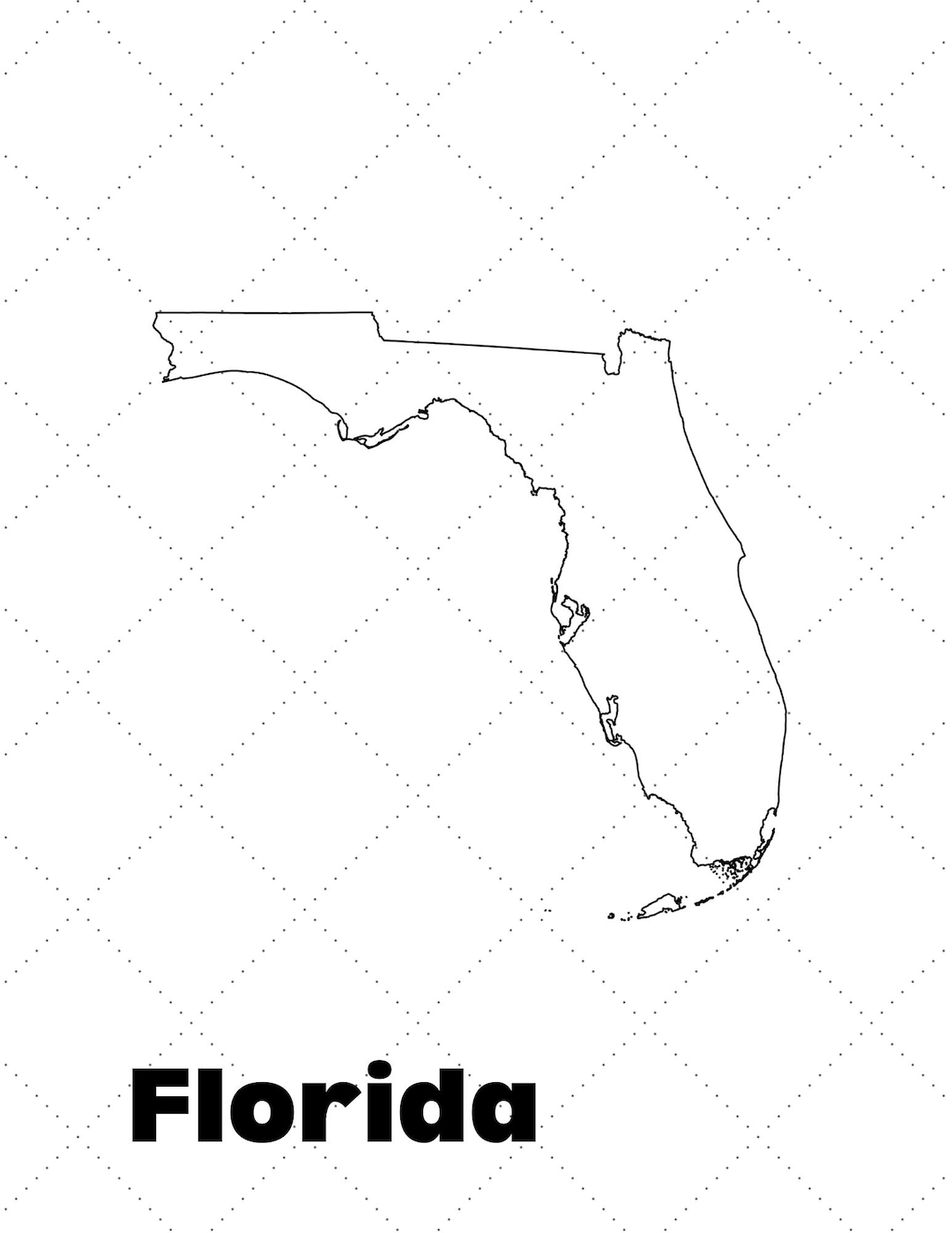 Florida State Outline Map - Etsy