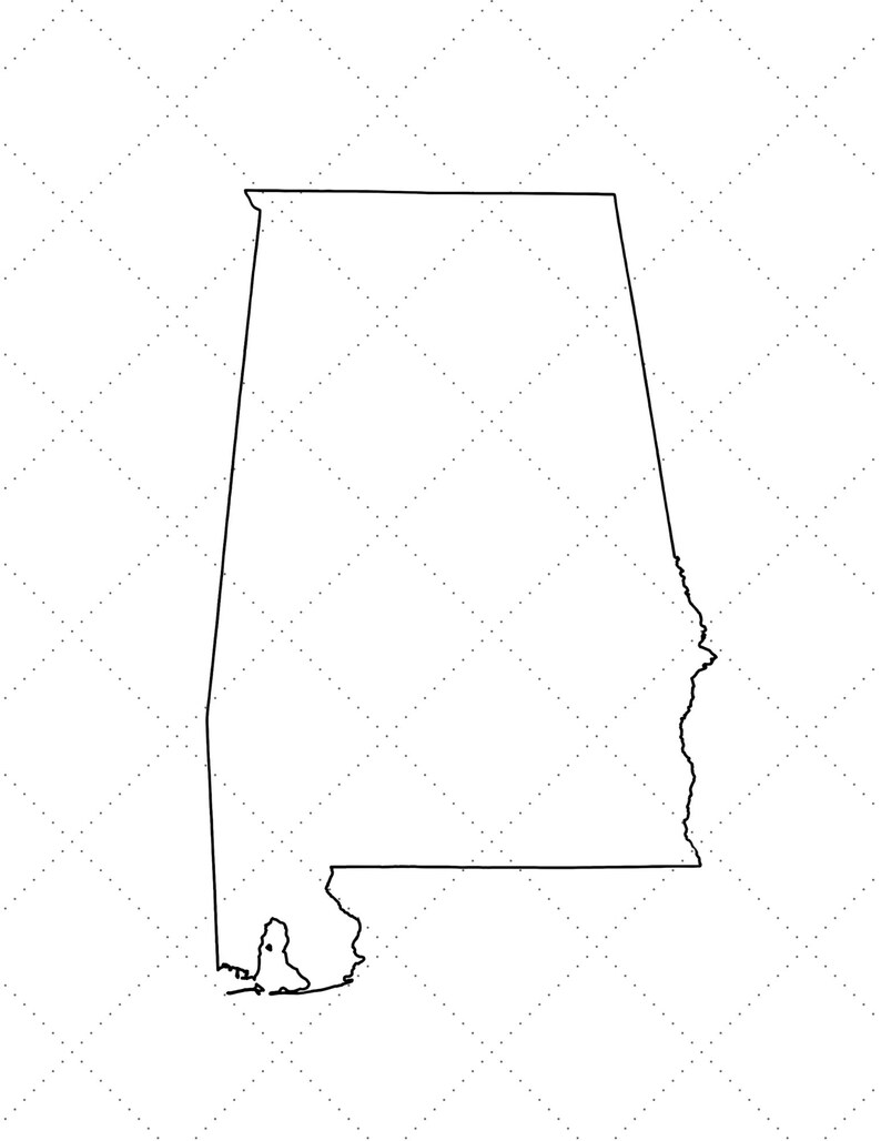 Alabama State Outline Map - Etsy