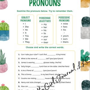 Colorful Pronouns Worksheet | Grammar Practice for Kids | Educational ...