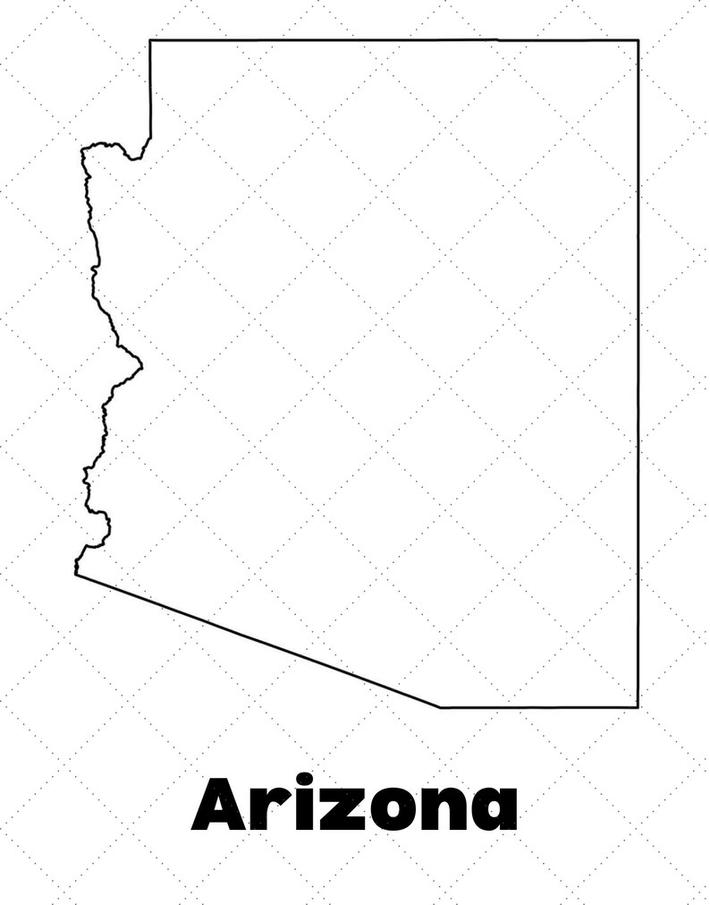 Arizona State Outline Map - Etsy