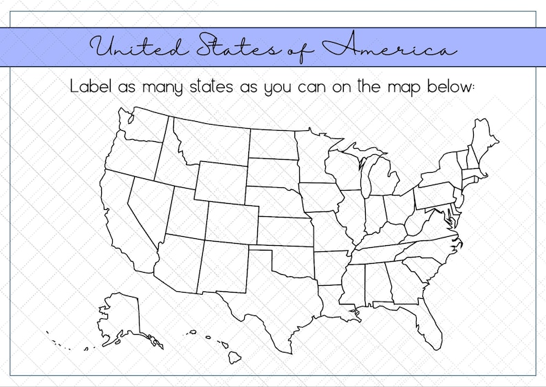 U.S. Map Labeling Worksheet! Practice Identifying All 50 States With ...