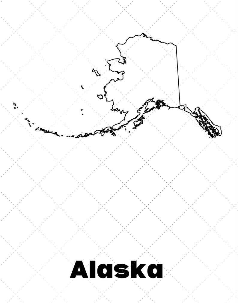 Alaska State Outline Map - Etsy