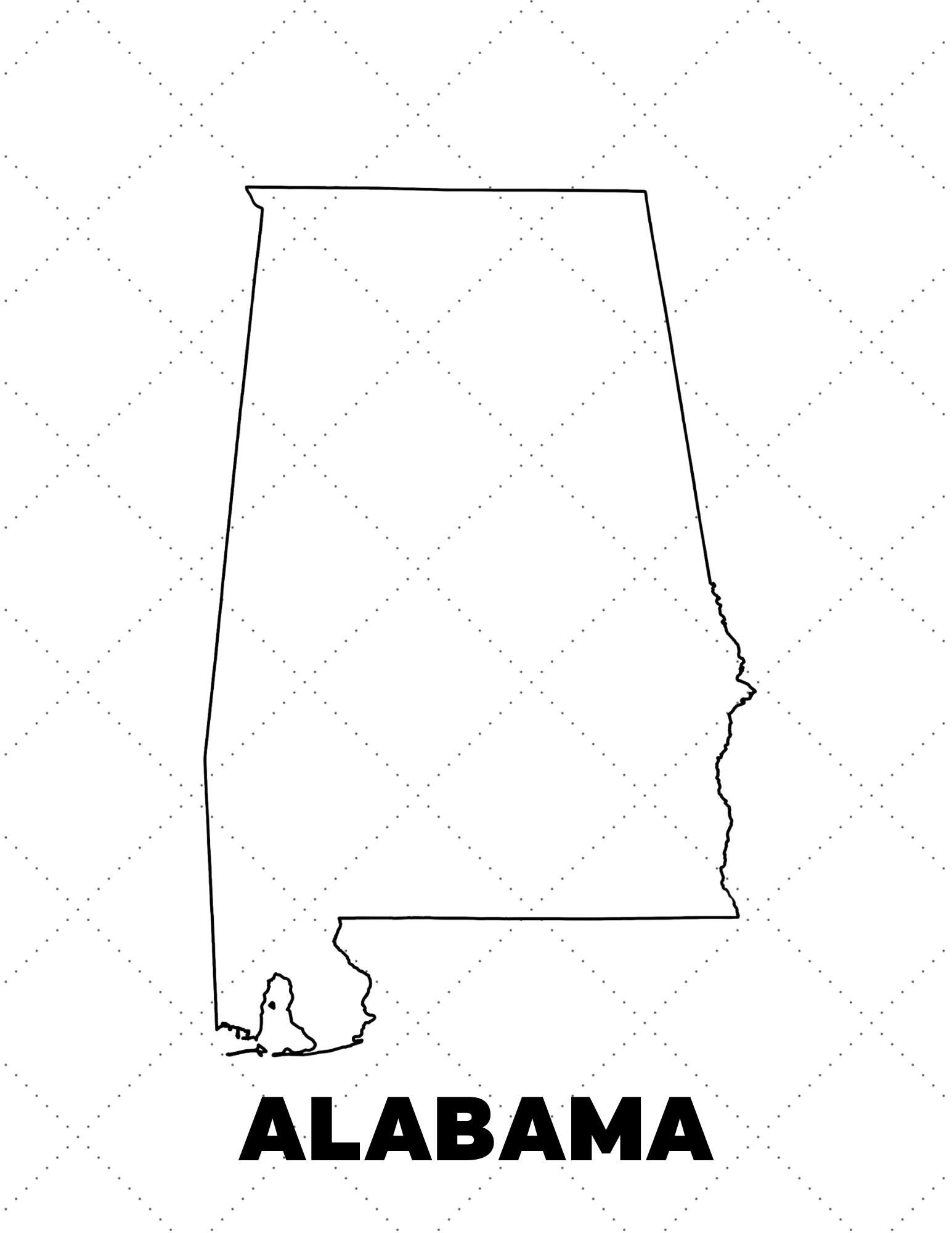 Alabama State Outline Map - Etsy