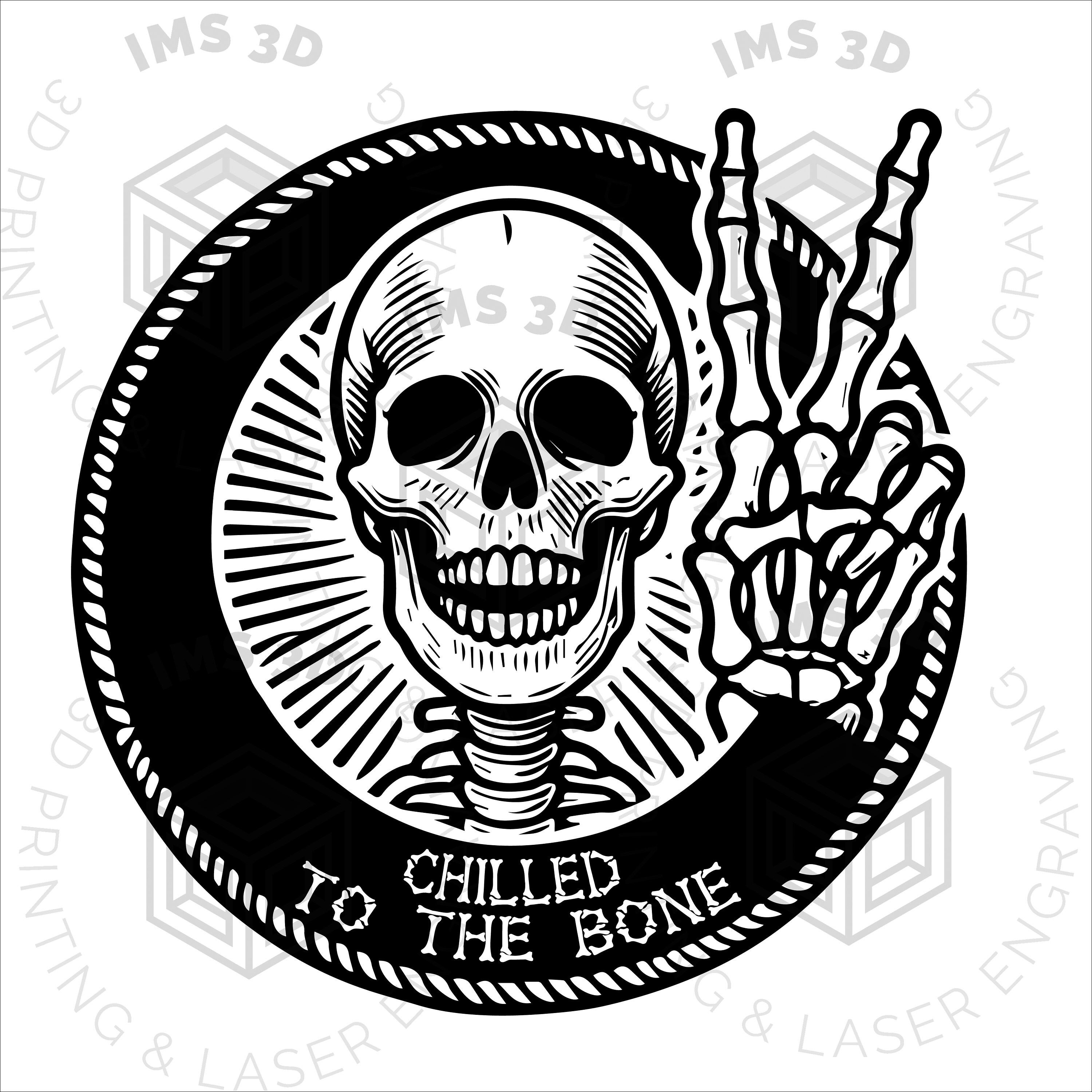 Chilled to the Bone - Skeleton Peace Sign SVG File for Laser Cutting ...