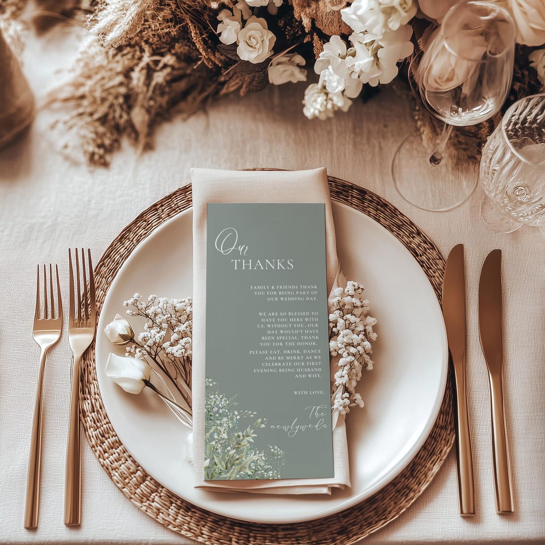 Thank You Placement Cards for Wedding Tables, Thank You Card Wedding ...