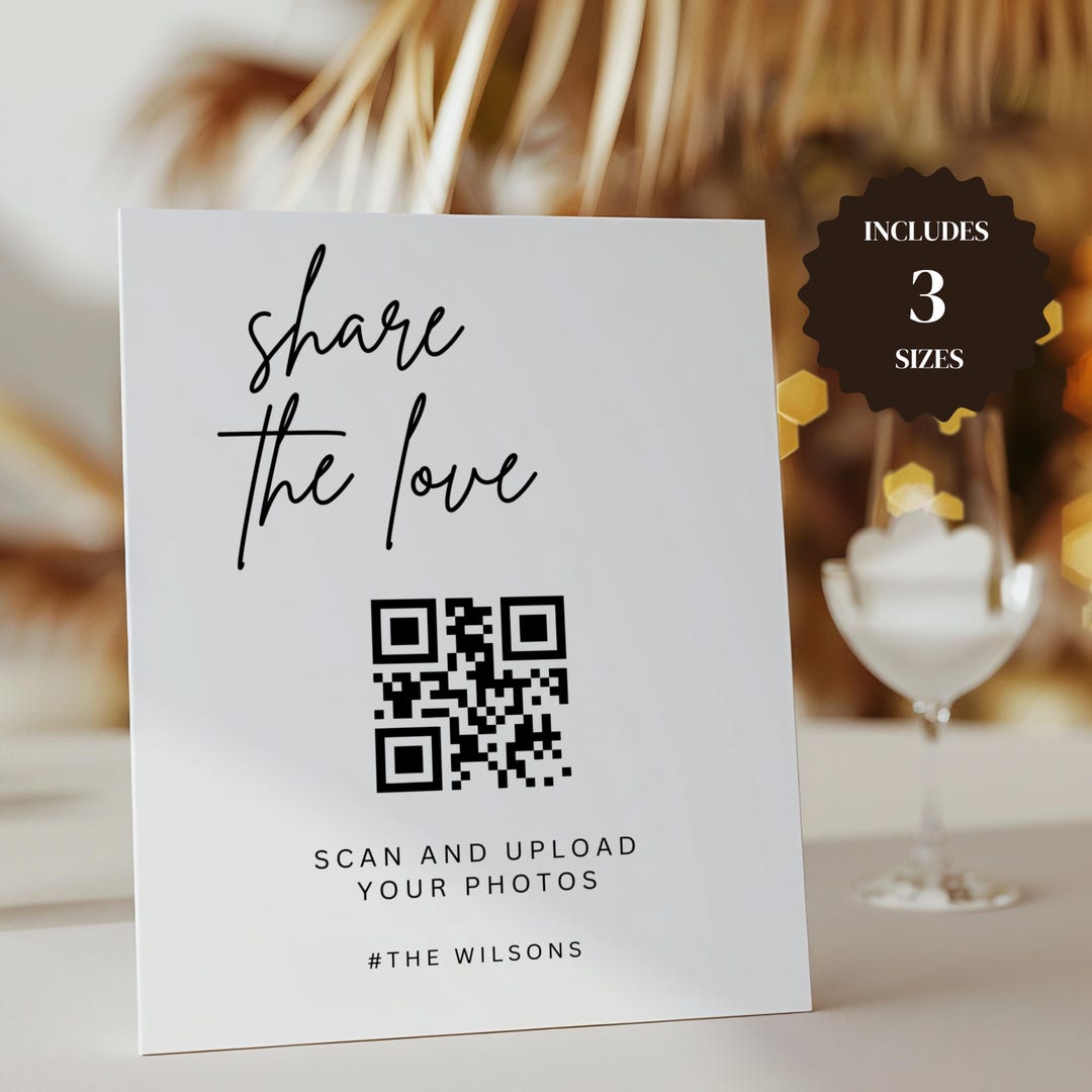 Wedding QR Code Photo Sharing Sign (digital Download) - Etsy
