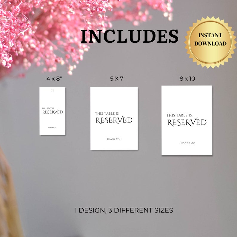 Simple Reserved Wedding Sign Download, Wedding Table Signs, Wedding ...