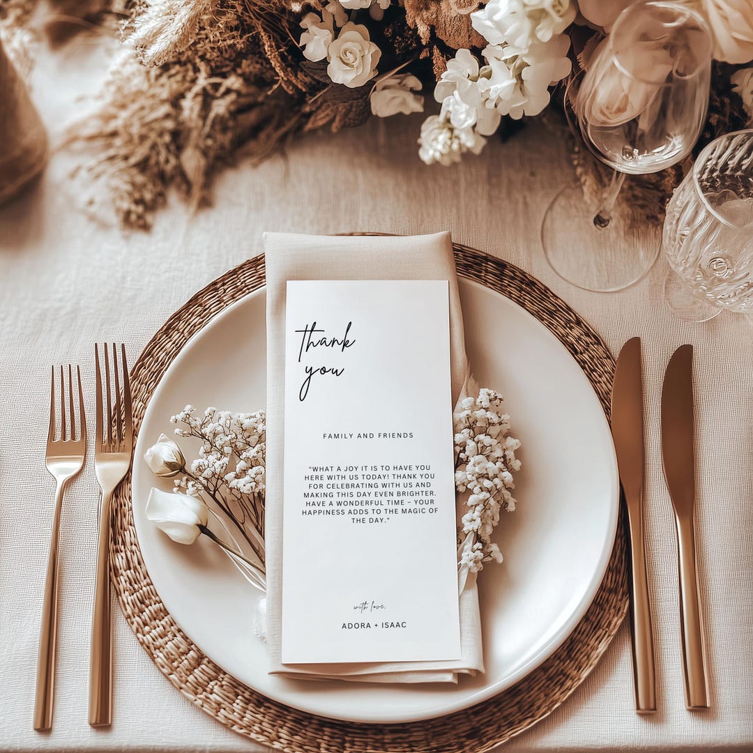 Thank You Cards for Wedding Plate, Minimalist Thank You Template ...