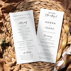Formal Wedding Program Template, Minimalist Wedding Ceremony Program Template, Modern Script ...