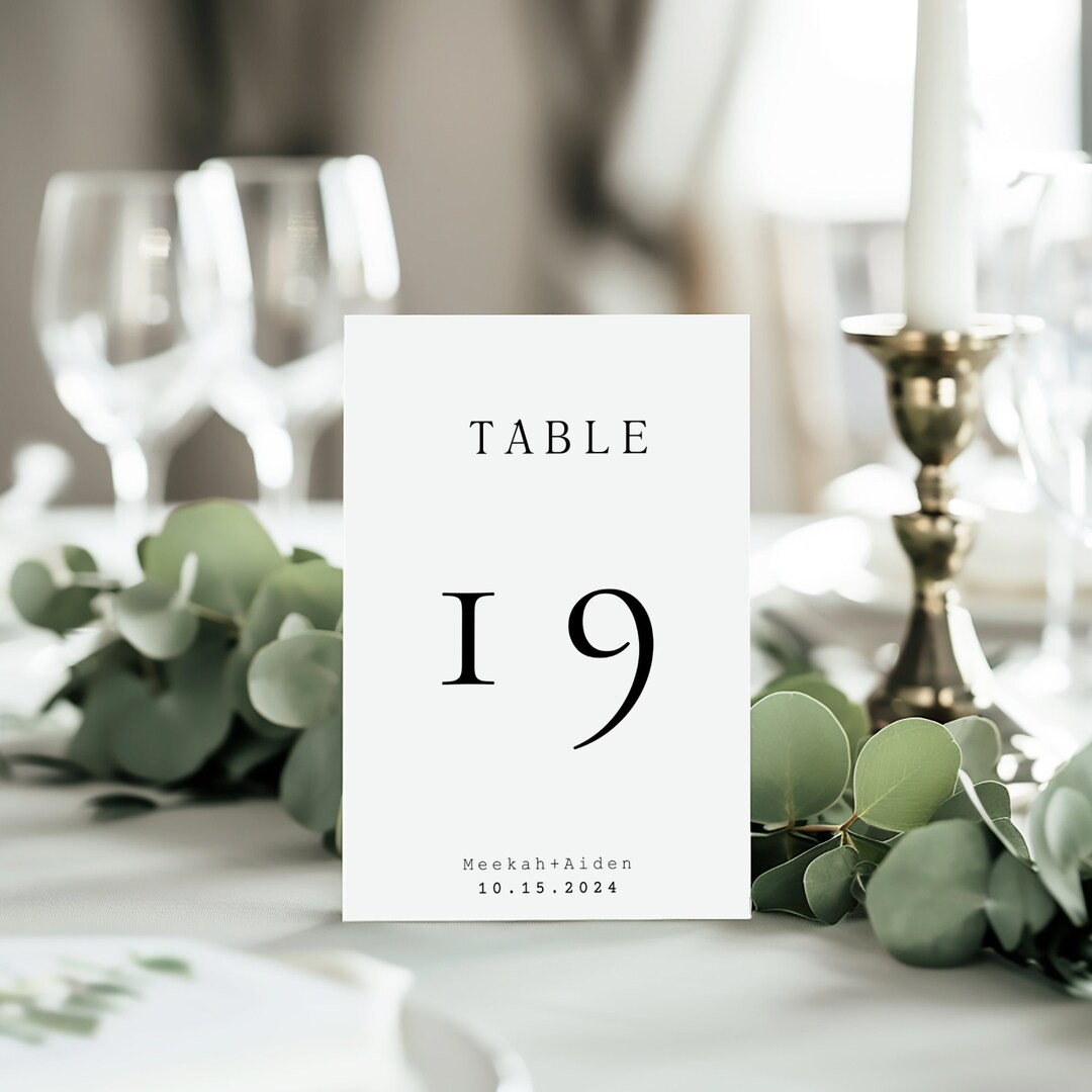 Modern Table Numbers Template, Minimal Table Signs, Wedding Table Decor ...