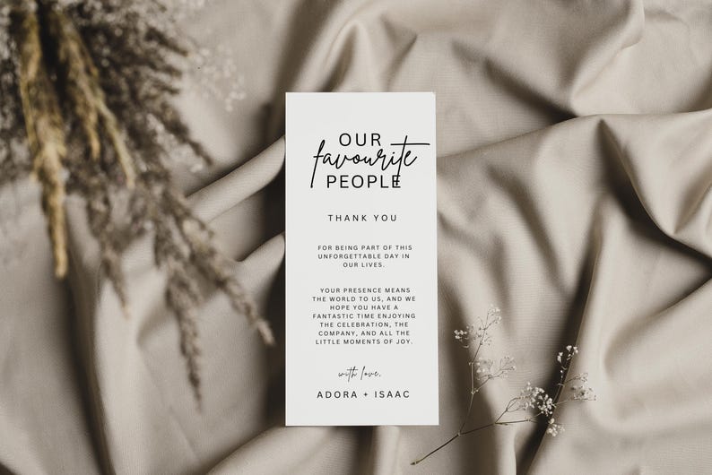 Wedding Thank You Card Template, Our Favorite People, Minimalist Thank ...