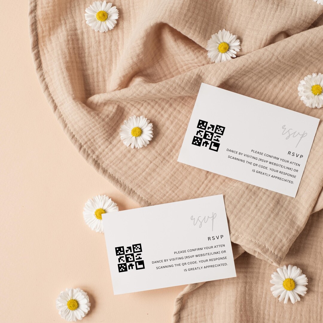 Elegant Enclosure Card, QR Code RSVP Card, Editable Reply Card, Insert ...