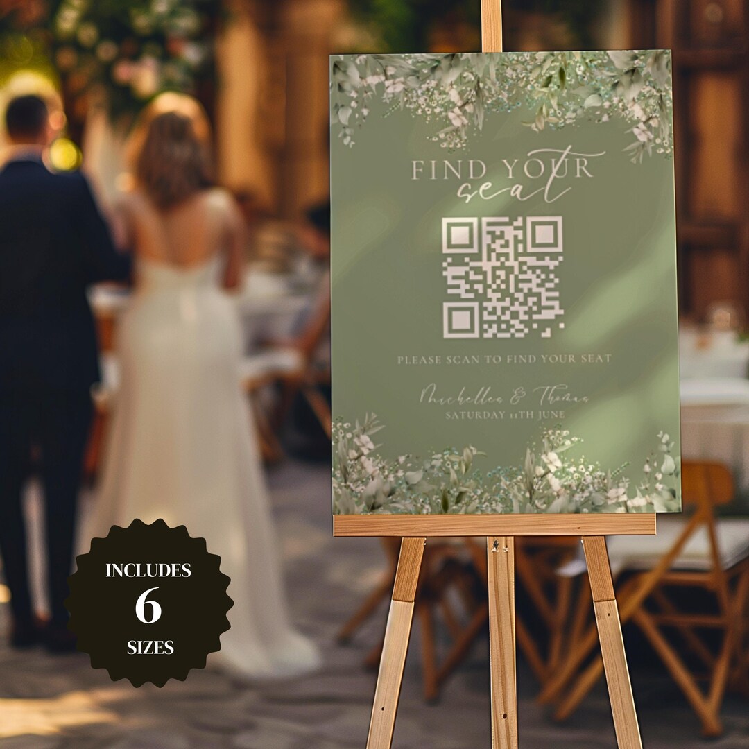 Wedding Seating Chart QR Code Sign, Find Your Seat Table Plan, Wedding ...