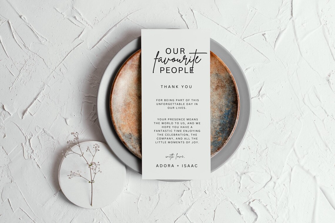 Wedding Thank You Card Template, Our Favorite People, Minimalist Thank ...