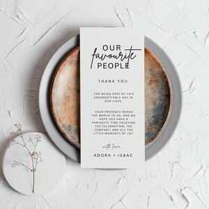 Wedding Thank You Card Template, Our Favorite People, Minimalist Thank ...