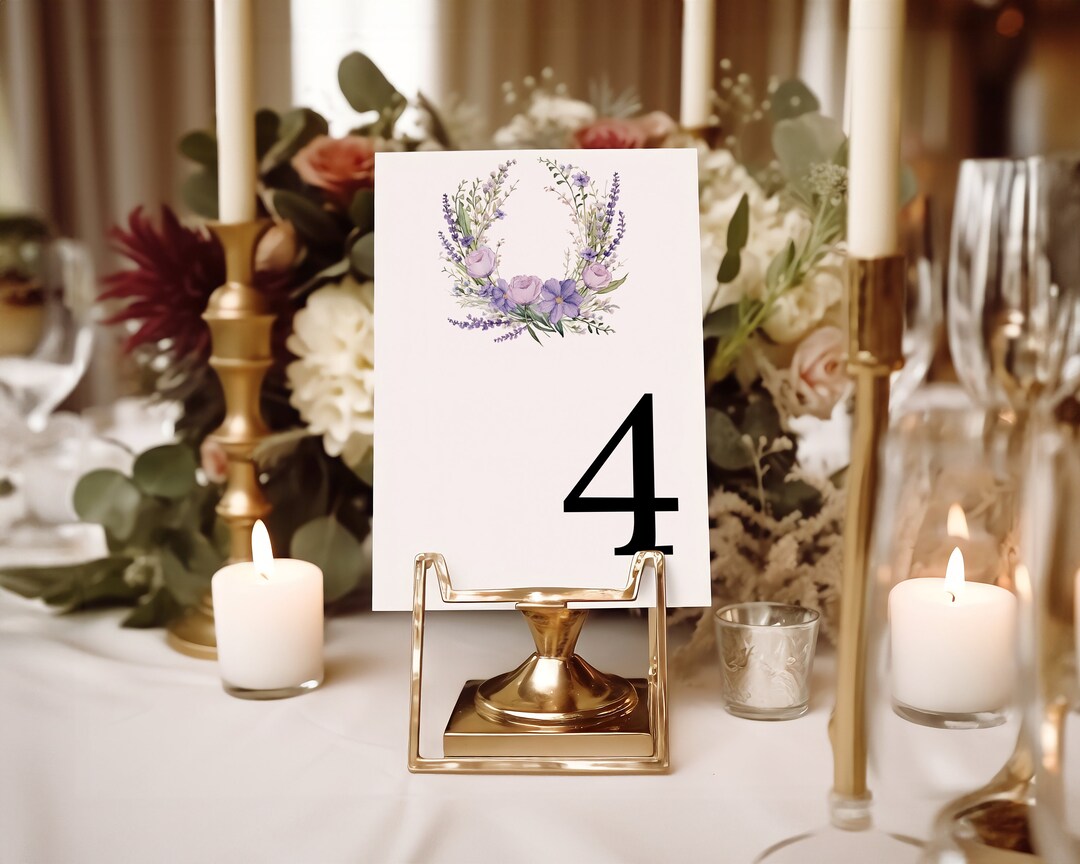 Lavender Table Number, Table Signs, Wedding Numbers, Purple Wedding ...