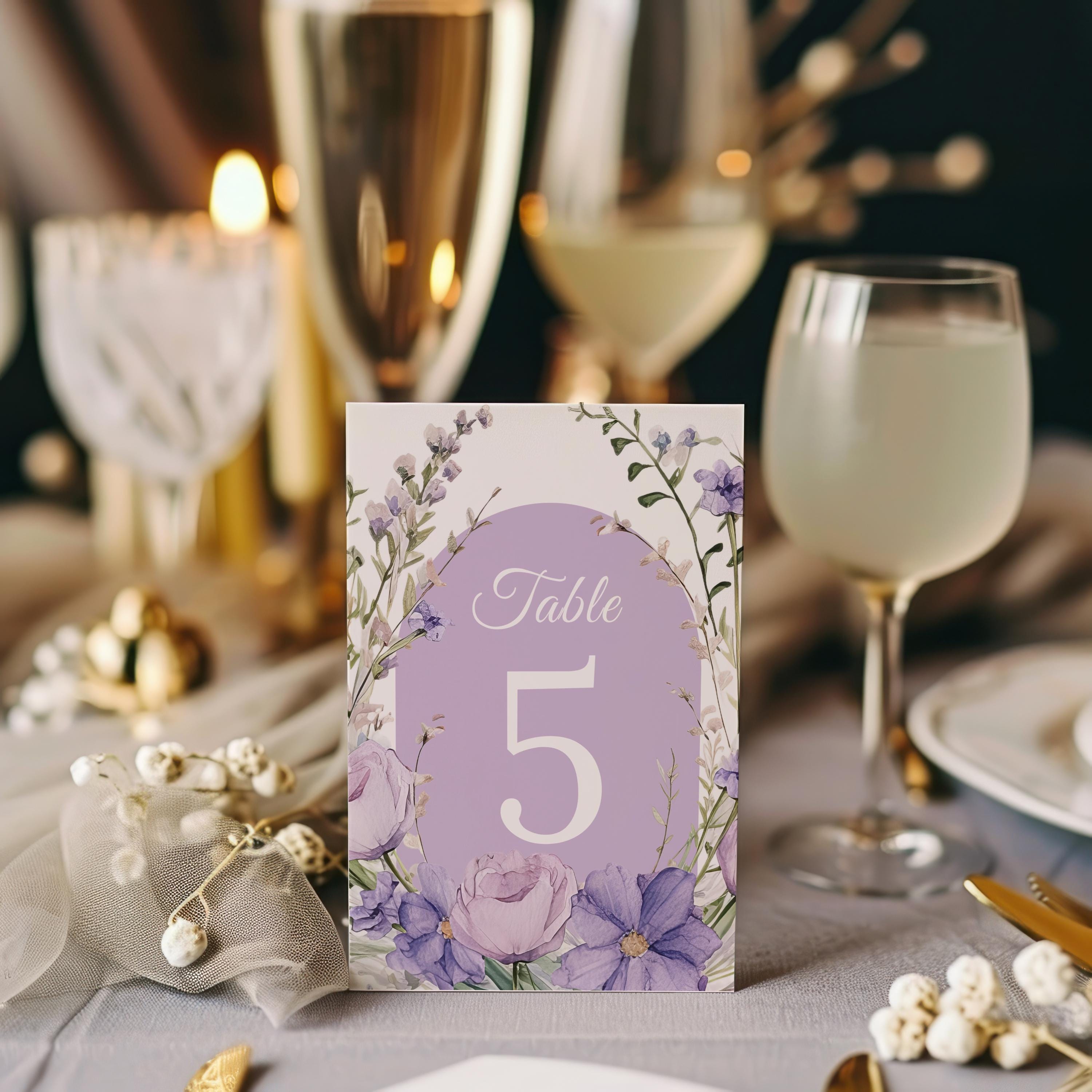 Lavender Table Number, Table Signs, Wedding Numbers, Purple Wedding ...