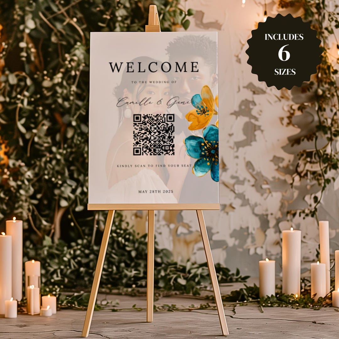 Seating Chart With QR Code, Teal and Orange Online Seating Plan, Photo ...