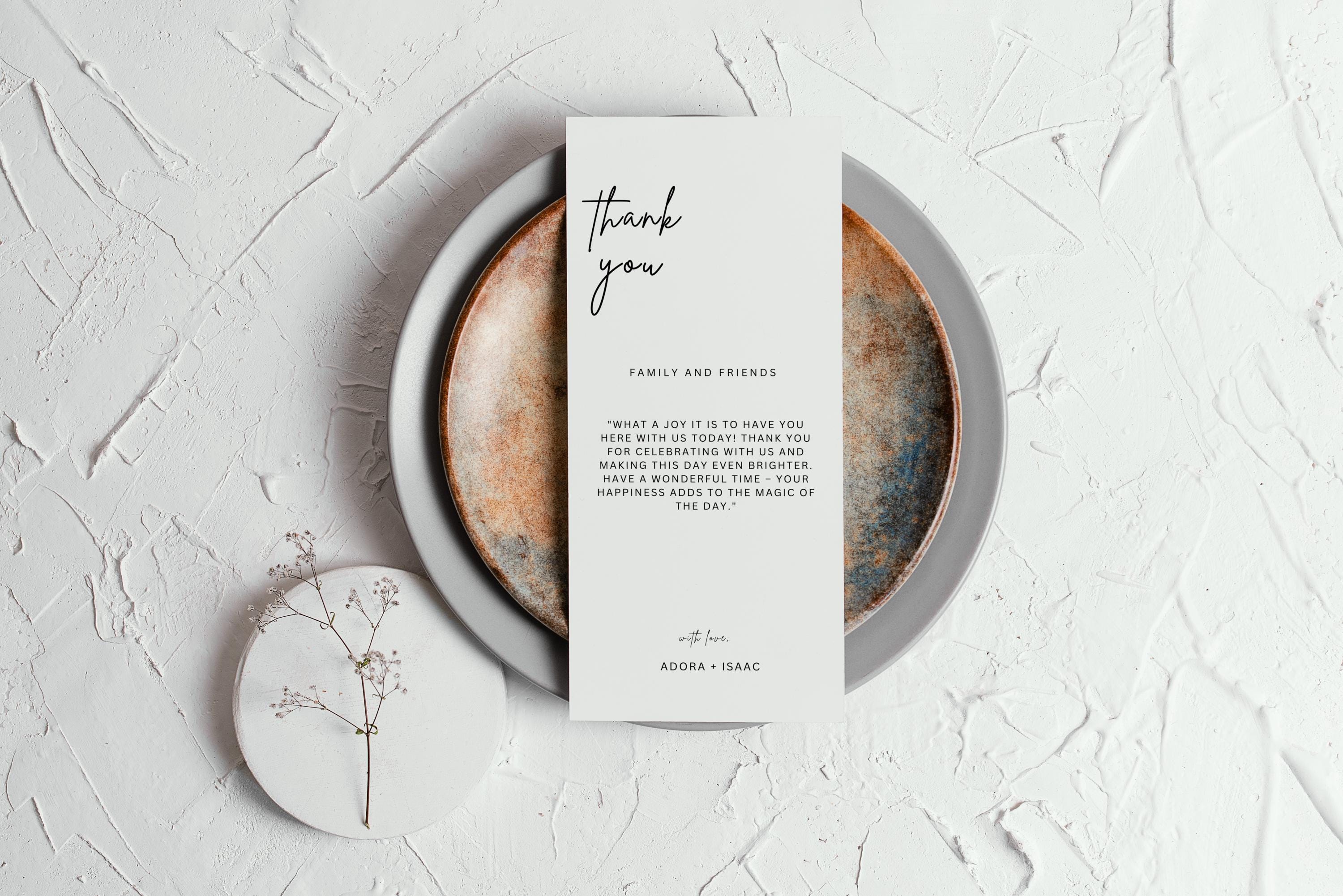 Thank You Cards for Wedding Plate, Minimalist Thank You Template ...
