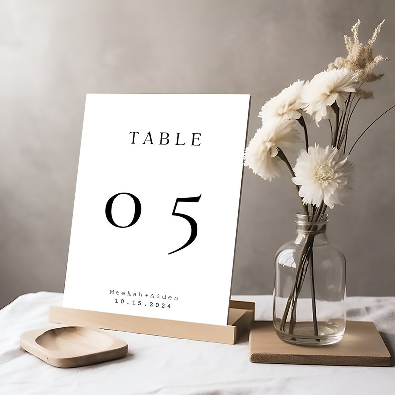 Modern Table Numbers Template, Minimal Table Signs, Wedding Table Decor ...