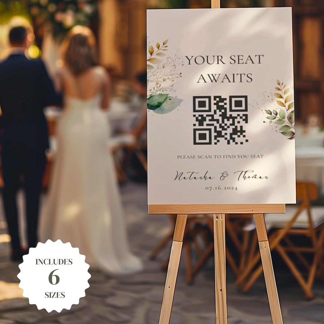 Editable Digital Seating Plan, Wedding QR Code Signs, Reception Table ...