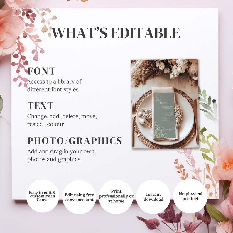 Thank You Placement Cards for Wedding Tables, Thank You Card Wedding ...