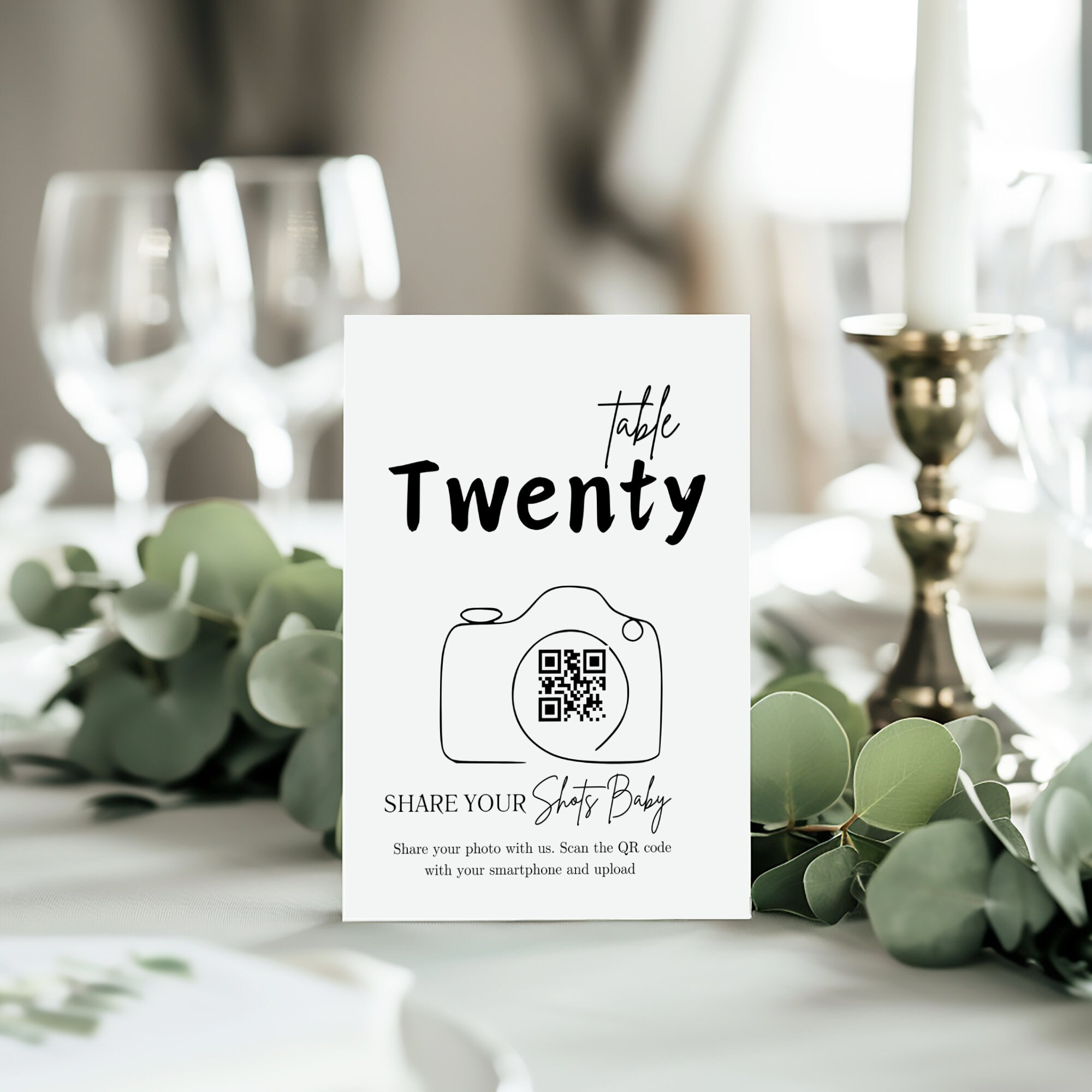 Printable Table Numbers, Table Numbers Signs With QR Code, Modern Table ...