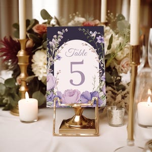 Purple Table Numbers Wedding, Lavender Flowers, Wedding Reception Table ...