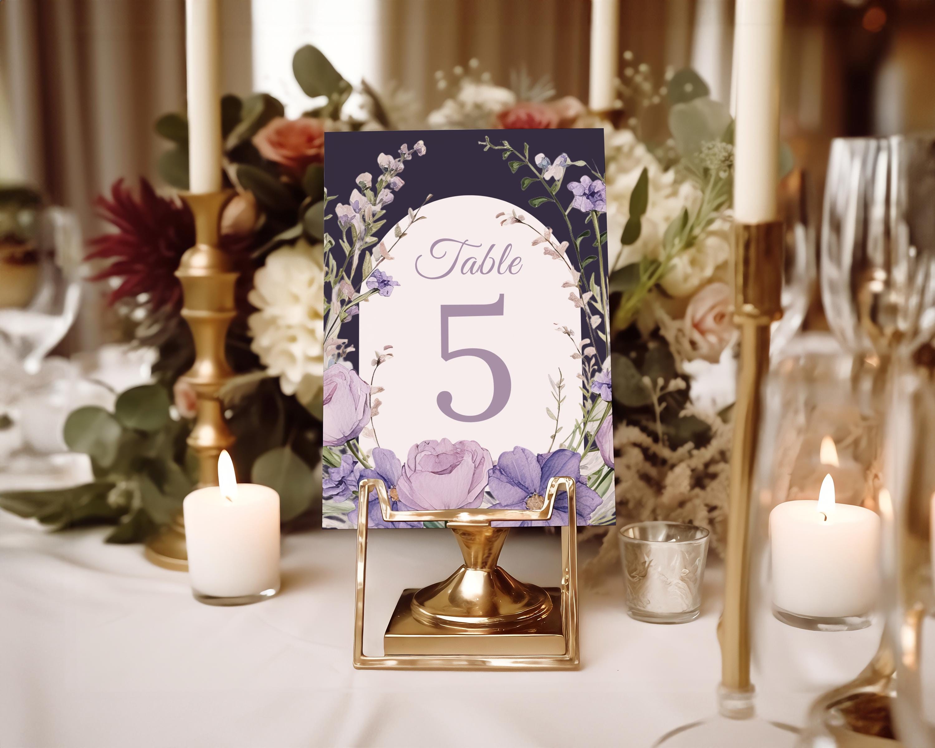 Purple Table Numbers Wedding, Lavender Flowers, Wedding Reception Table ...