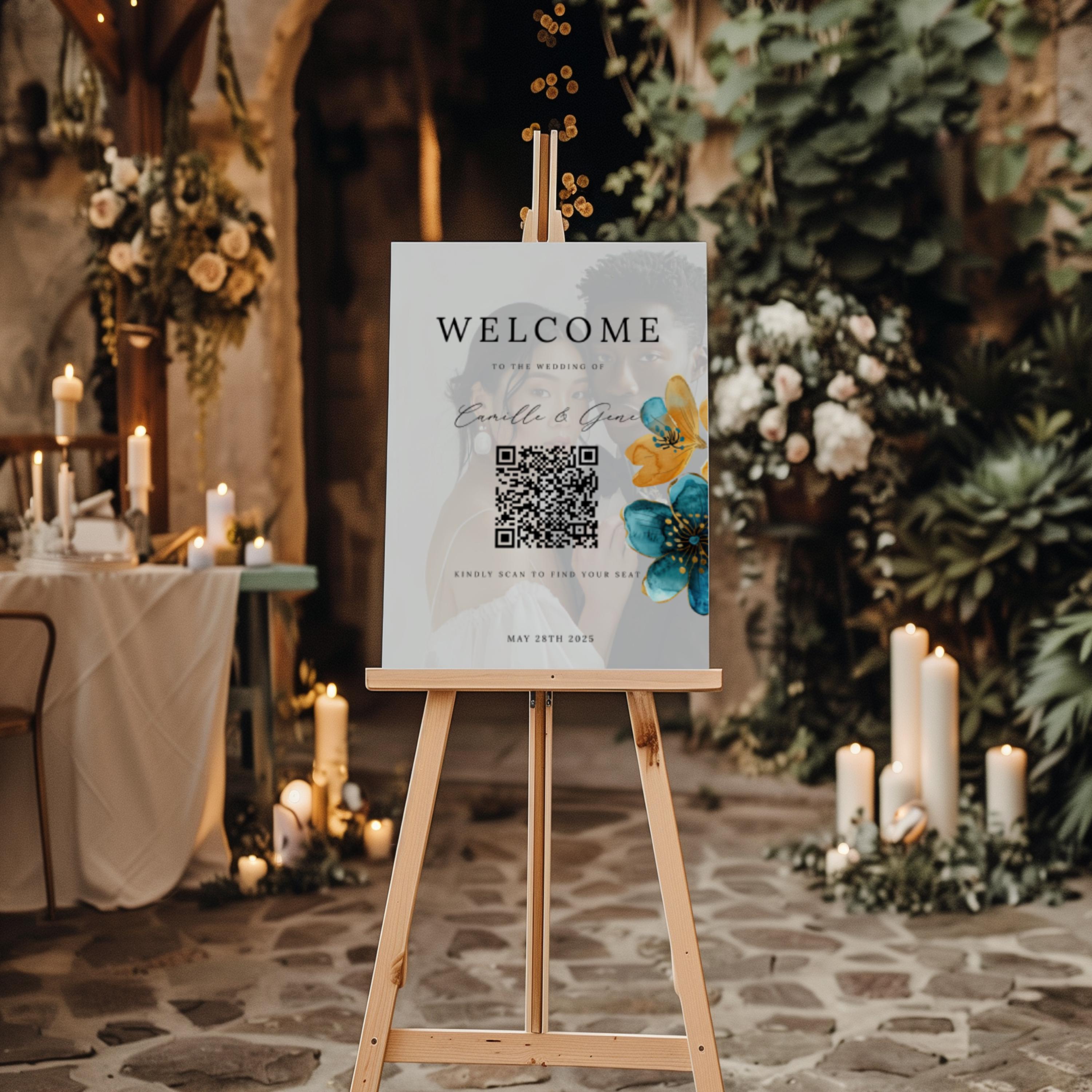 Seating Chart With QR Code, Teal and Orange Online Seating Plan, Photo ...