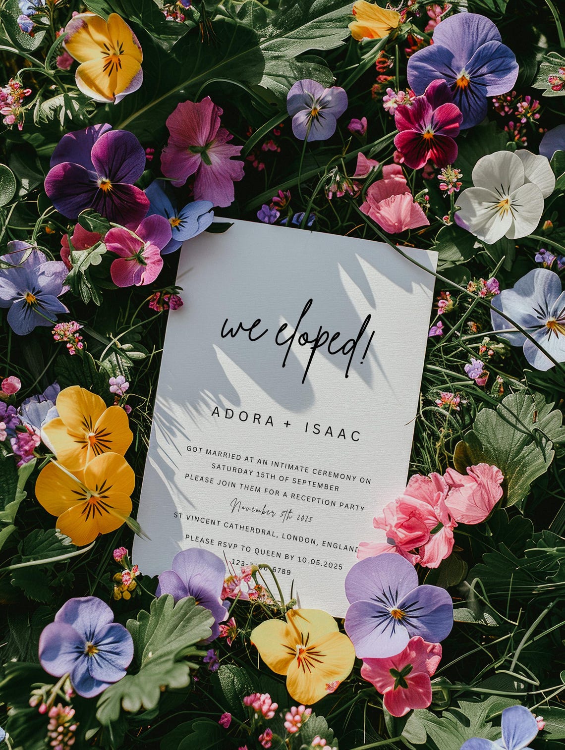 We Eloped Invitation, Minimalist Elopement Card, Modern Reception ...