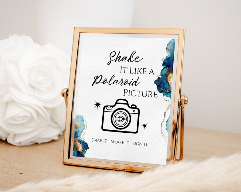 Shake It Like A Polaroid Picture Sign, Modern Photo Guestbook Wedding ...