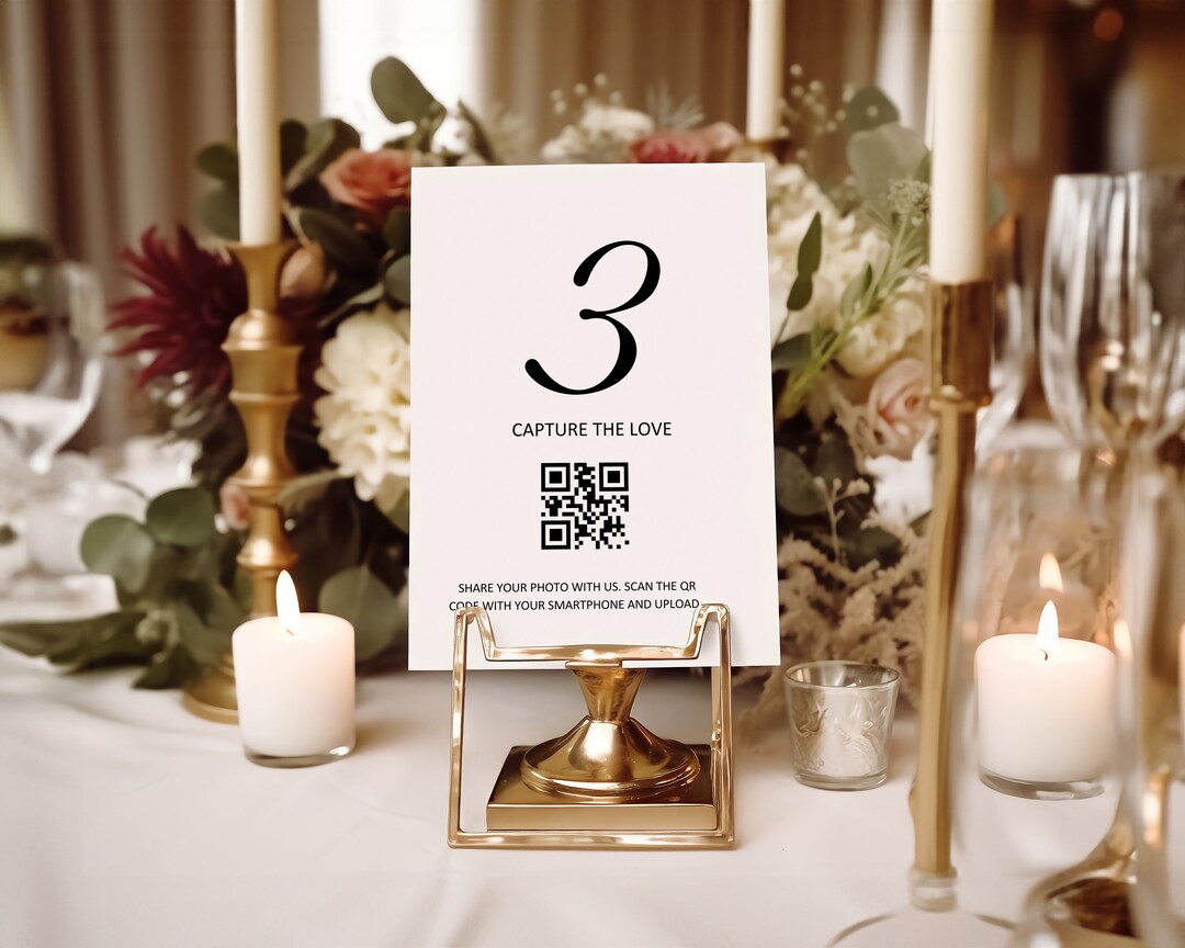 Minimalist Wedding Table Numbers, QR Code Sign, Reception Decor ...