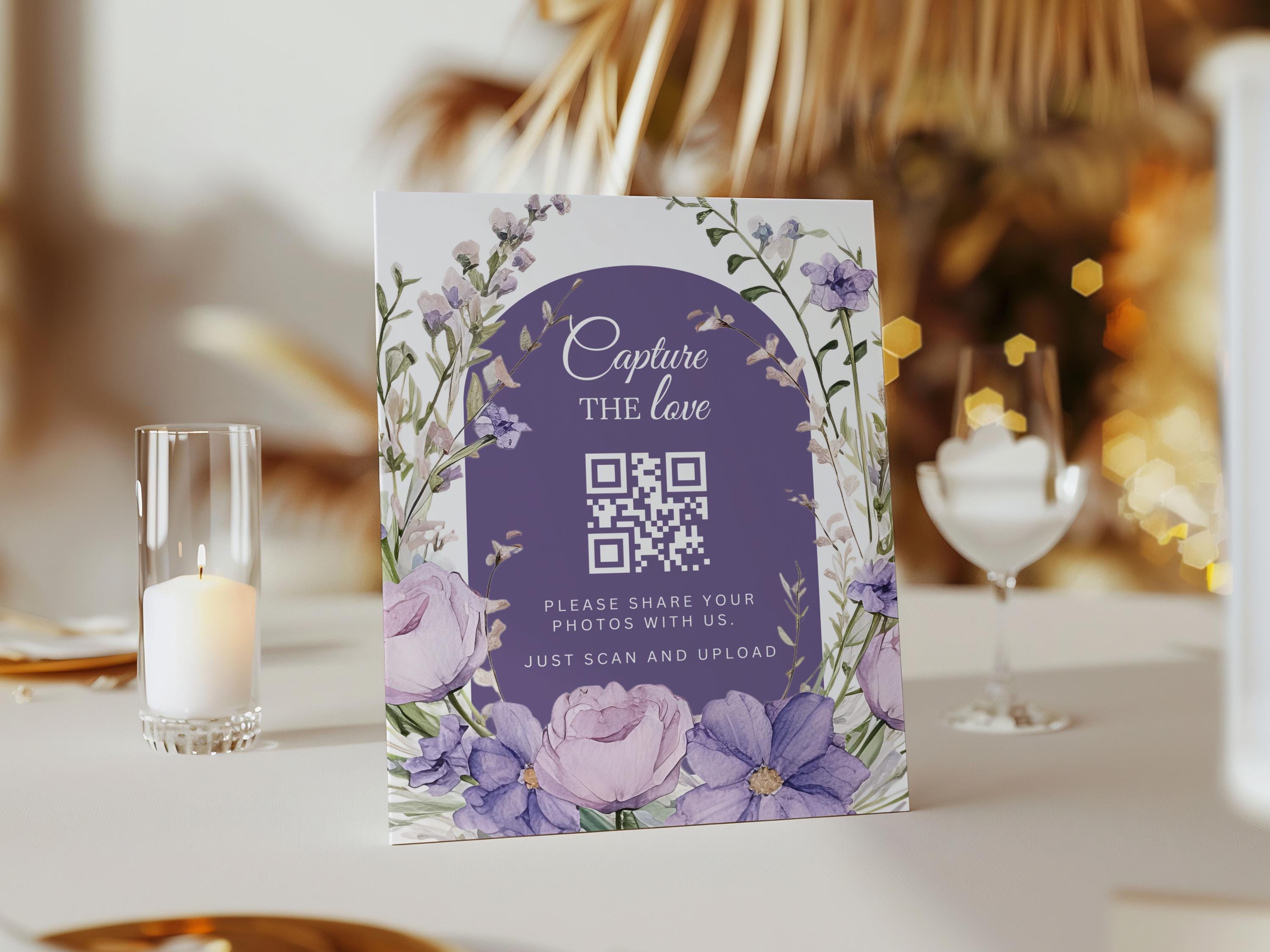 Photo QR Code Sign, Lilac Wedding Decor, Share the Love Sign, Wedding ...