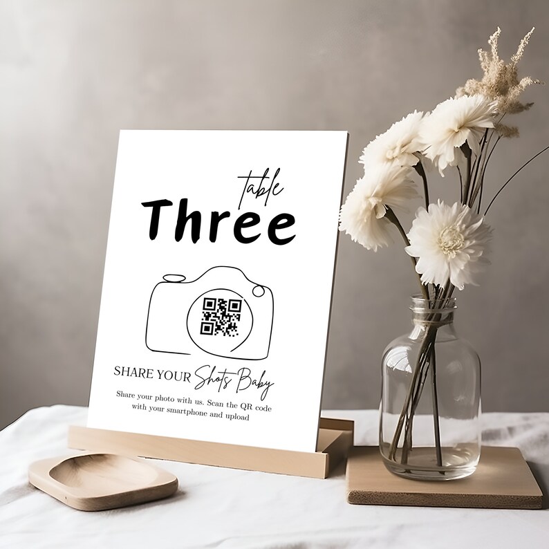 Printable Table Numbers, Table Numbers Signs With QR Code, Modern Table ...