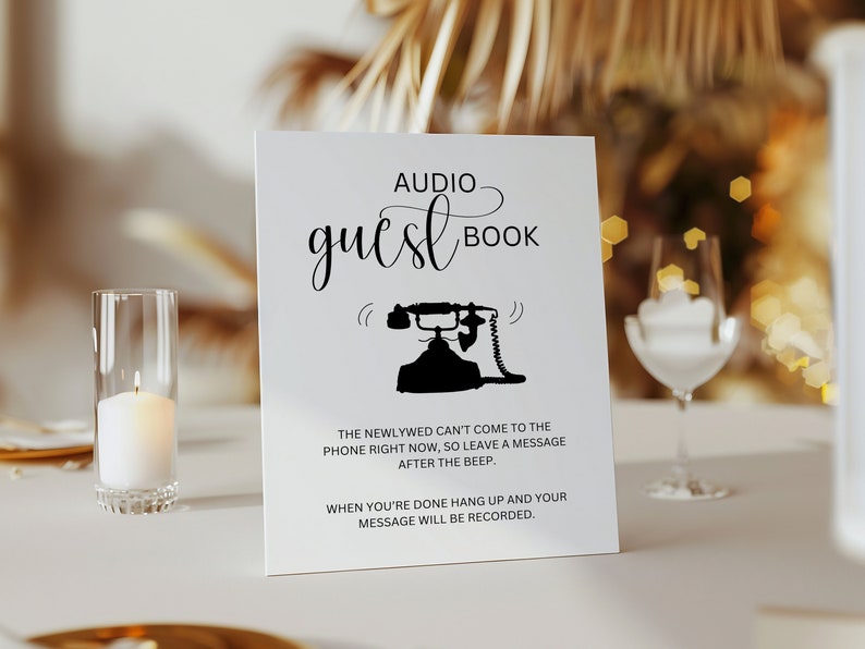 After the Tone Wedding Sign, Audio Guestbook Signage, Pick up the Phone ...