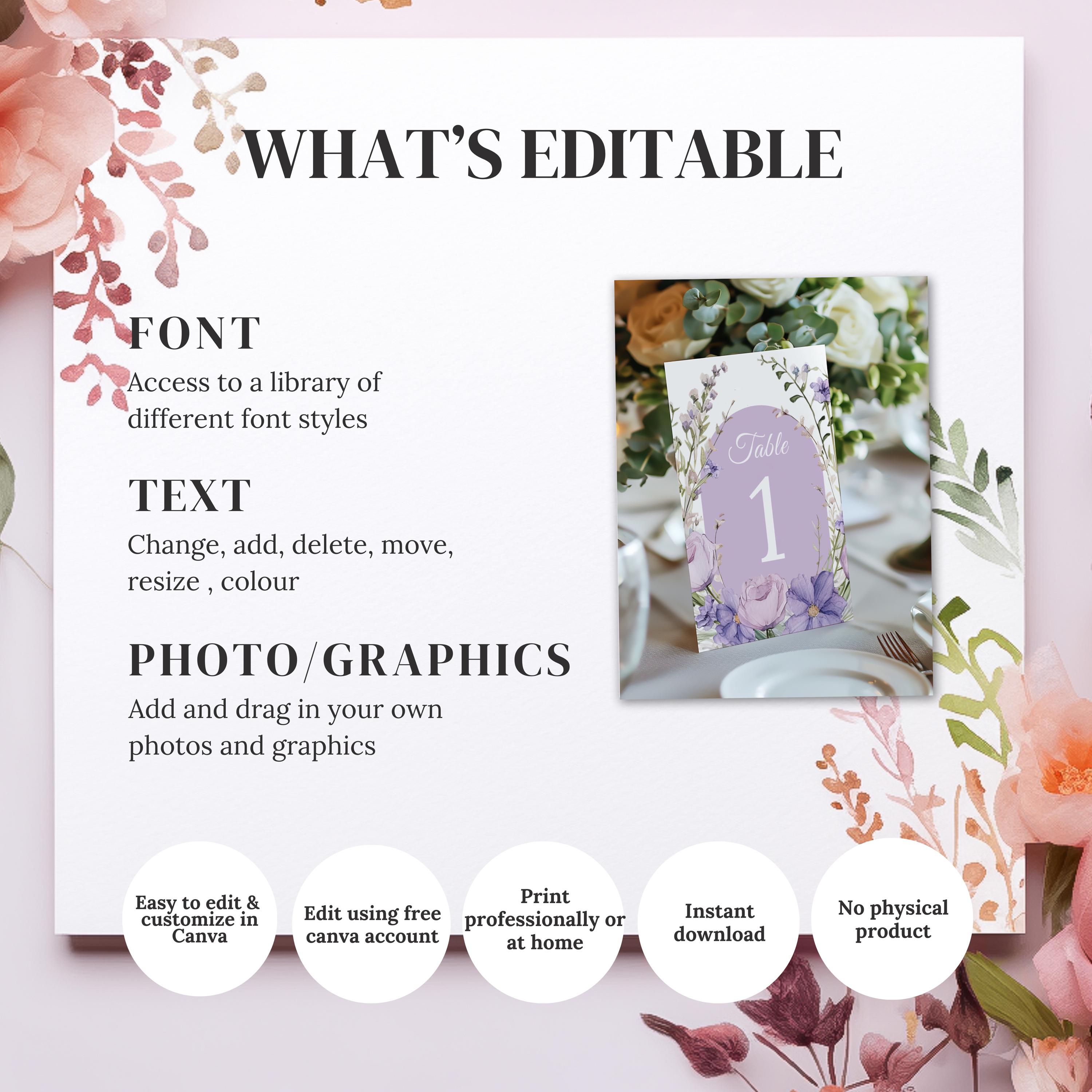 Lavender Table Number, Table Signs, Wedding Numbers, Purple Wedding ...