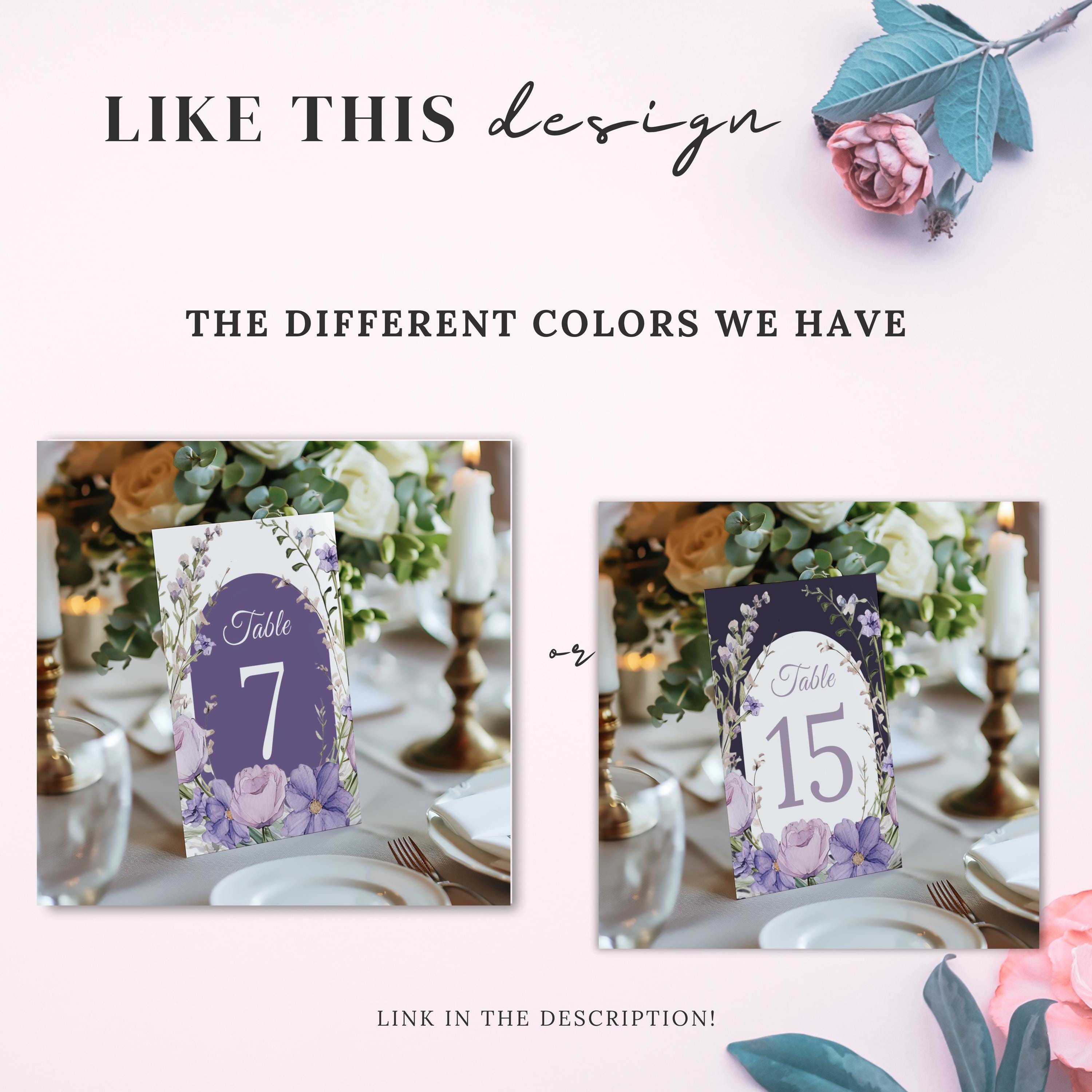 Lavender Table Number, Table Signs, Wedding Numbers, Purple Wedding ...