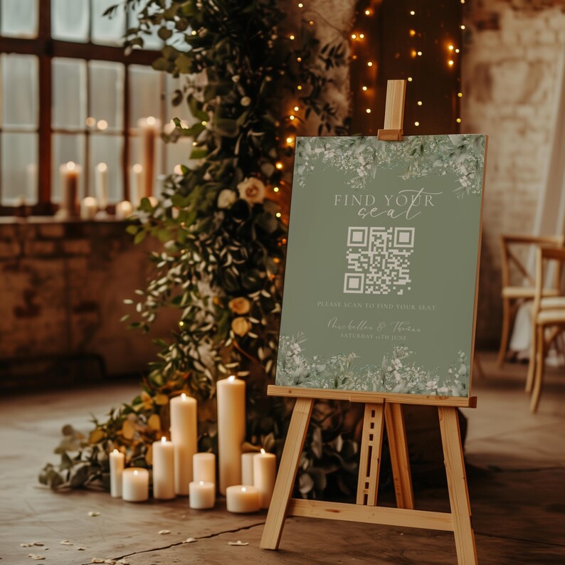 Wedding Seating Chart QR Code Sign, Find Your Seat Table Plan, Wedding ...
