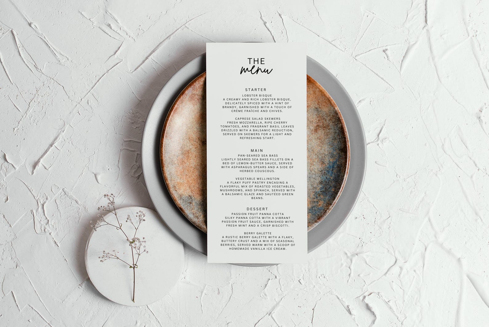 Editable Menu Card, Minimalist Menu Template, Table Menu Card ...